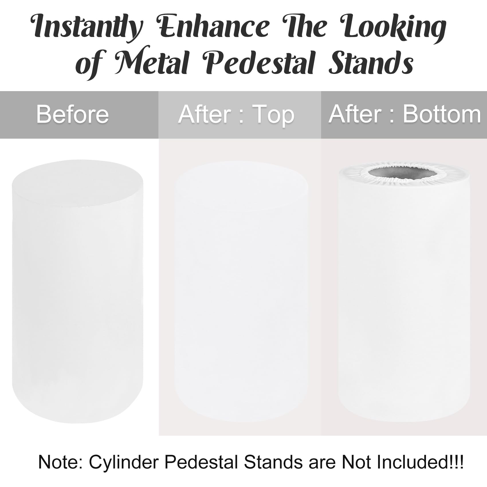 Spandex Cylinder Pedestal Stand Covers Set of 5 Stretchable Cylinder Plinth Covers Dessert Table Display Pillars Cover for Wedding Props Babyshower Birthday Party Event Decor (White)