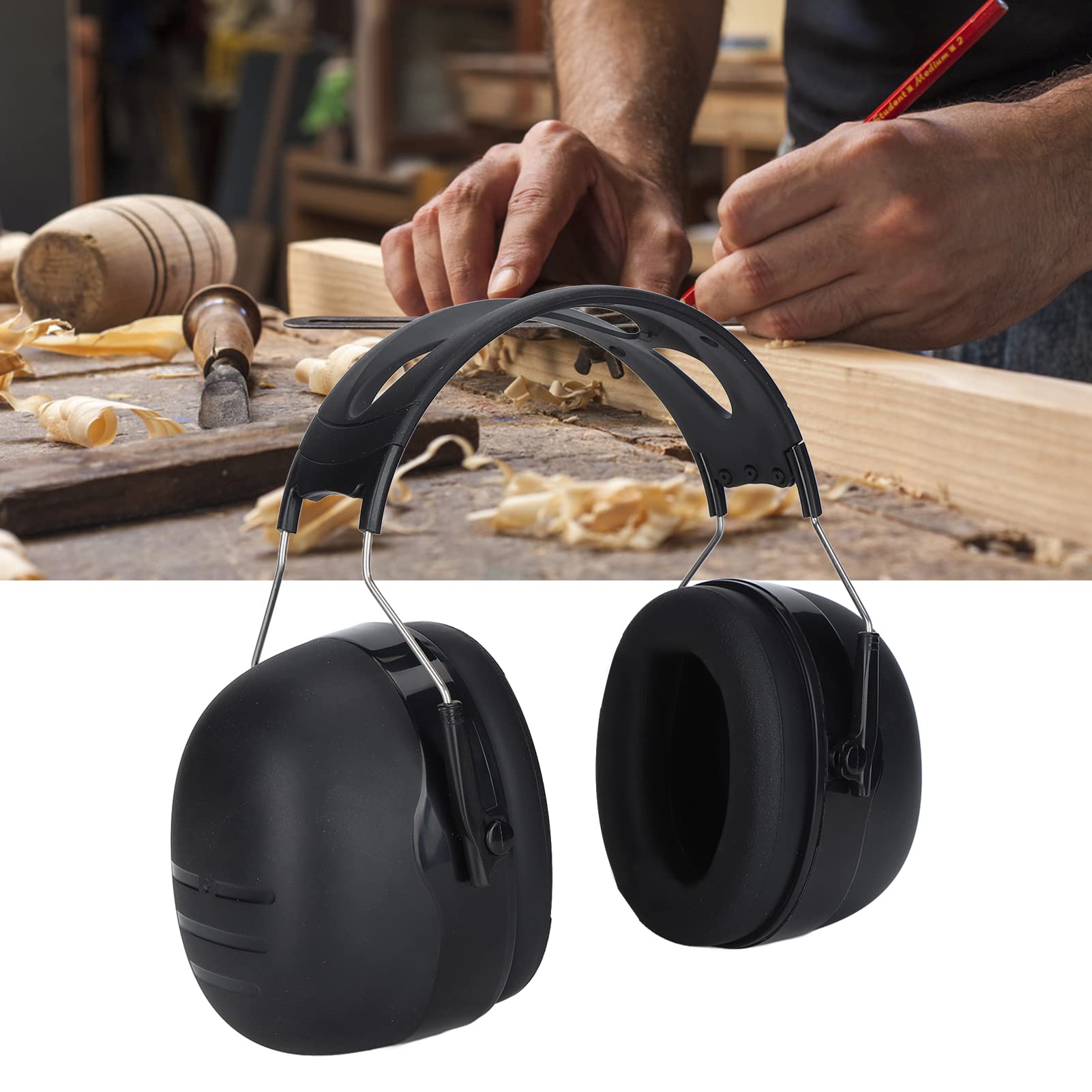 Cyrank Noise Reduction Ear Muffs, 37db Hearing Protection Headphones Headset Noise Cancelling Ear Defenders for Construction Work Shooting Range Hunting
