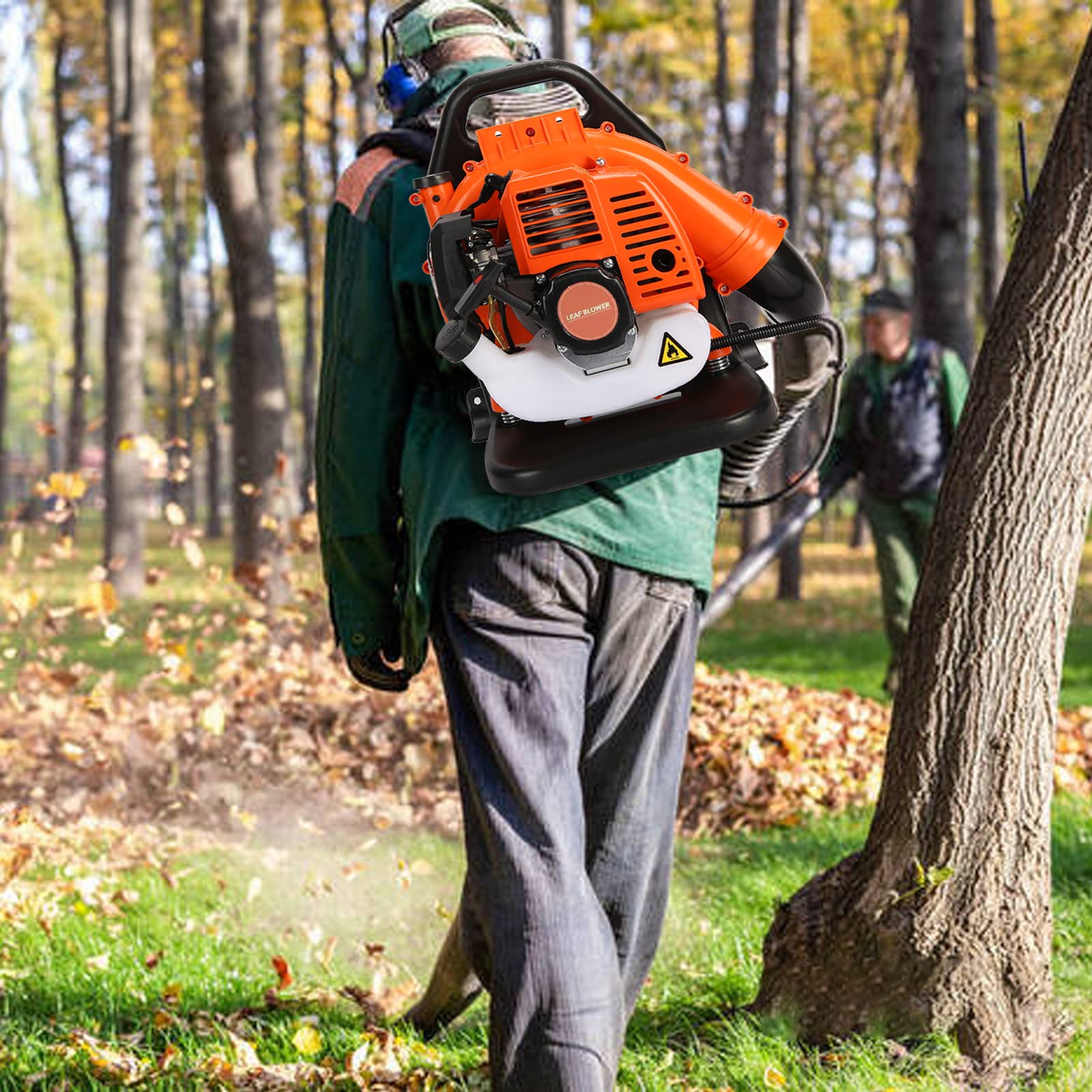 Gas Leaf Blower - 52CC 550CFM 2 Stroke Gas Powered Backpack Leaf Blower, Powerful Back Pack Blowers Gasoline Grass Blower with Air-Cooled for Dust, Snow Debris, Lawn Care