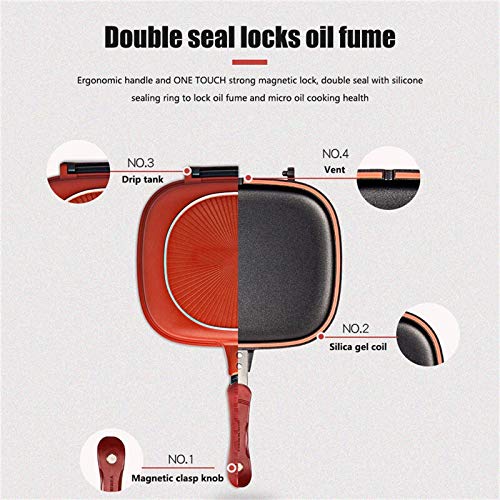 ZHYHSM-111 32cm Double Side Grill Fry Pan Cookware Stainless Steel Double Face Pans Durable Pancake Pan Cookware Kitchen Pot