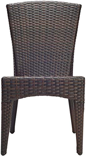 Safavieh Patio Collection New Port Wicker Stackable Outdoor Chairs, Brown, Set of 2