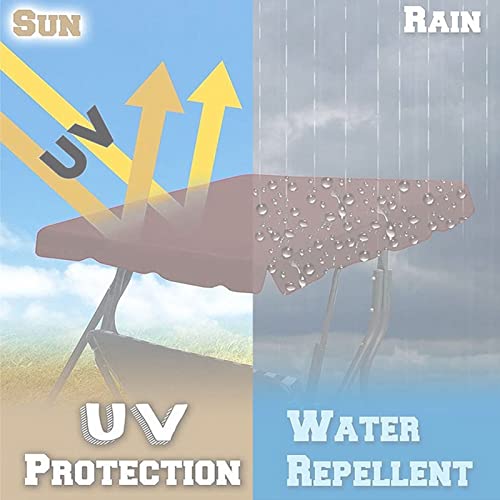 Swing Canopy Replacement, 3 Seater Patio Swing Cover Waterproof Replaceable Swing Canopy,Swing Ceiling Replacement Cover,210D Silver-Coated Oxford Fabric