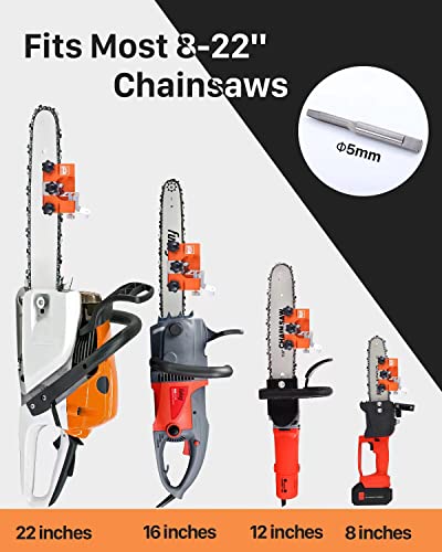 totile Chainsaw Sharpener, Hand-Cranked Chainsaw Sharpening Jig with Tungsten Steel Sharpening Burr and Carry Bag, Perfect Sharpening Kit for 8-22 inches Kinds of Chain Saws and Electric Saws
