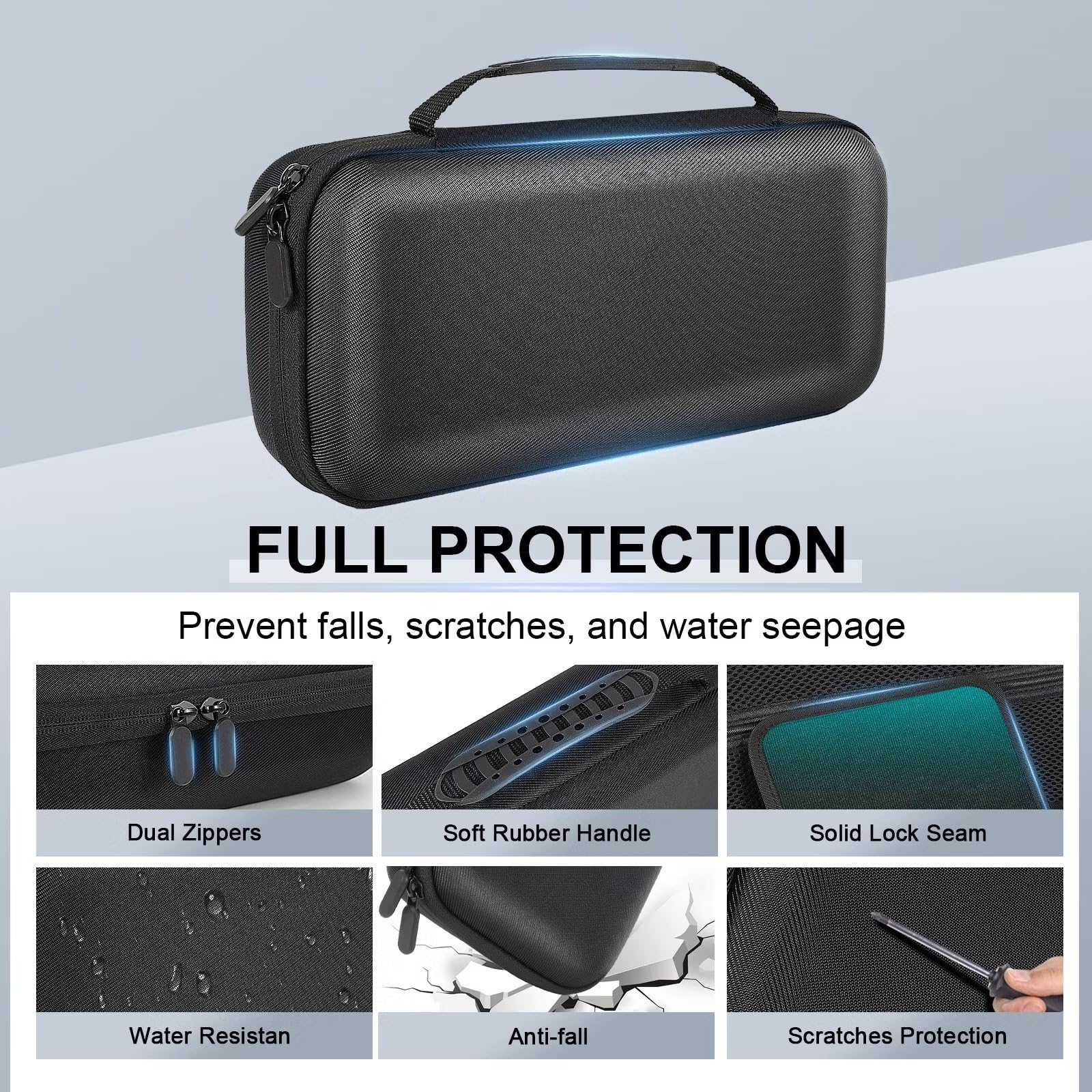 Gepicest Rog Ally Case Compatible with ASUS Rog Ally Handheld Console Gaming Accessories Carrying Bag Fit Original Charger Dock w/ Hard EVA Game Console Stand 2023 Traveling Storage Case-Flat Black
