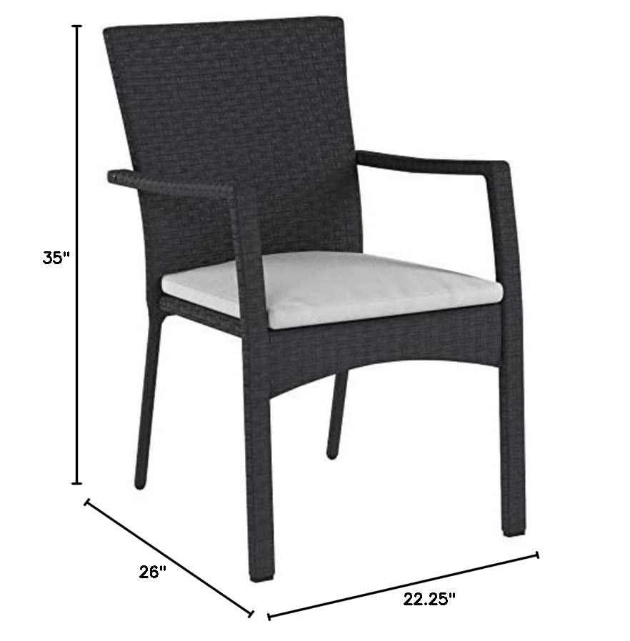 Christopher Knight Home Corsica Outdoor Wicker Dining Chairs with Cushions, 2-Pcs Set, Grey