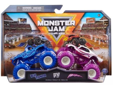 Monster Jam 2023 Official 1:64 Scale Diecast Truck 2-Pack (Series 25 Blue Thunder vs FullCharge Full Charge)