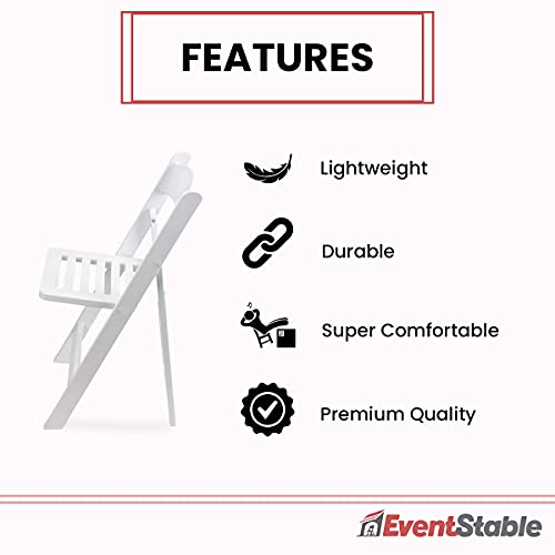 EventStable Titan PRO Resin Folding Chair - Indoor/Outdoor Lightweight Folding Chair - Slatted seat Folding Chair for Weddings Parties Events - 100 Pack
