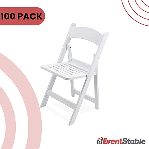 EventStable Titan PRO Resin Folding Chair - Indoor/Outdoor Lightweight Folding Chair - Slatted seat Folding Chair for Weddings Parties Events - 100 Pack