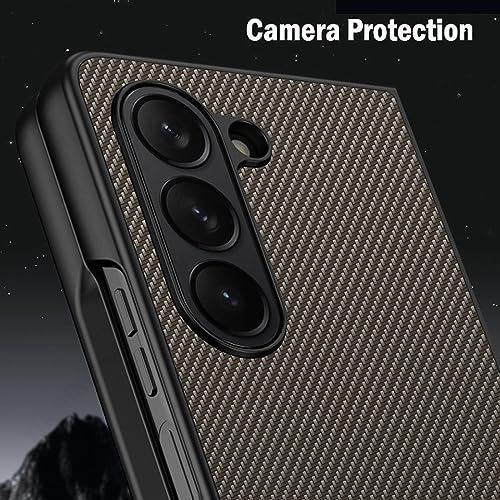 THikk Leather Case for Samsung Galaxy Z Fold 5, Carbon Fiber Texture Premium Faux Leather Slim Phone Case Scratch Resistant Protective Cover for Samsung Galaxy Z Fold 5,Black