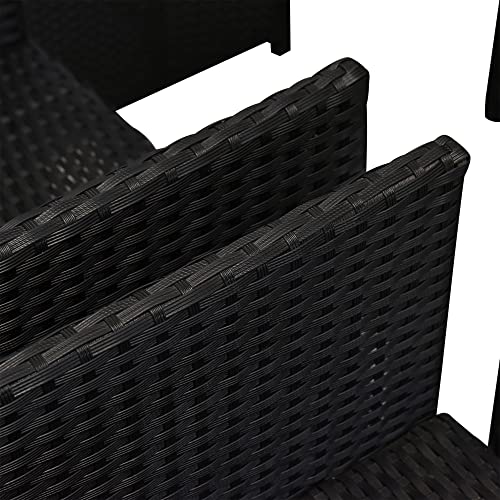 Outsunny 9 Piece Patio Wicker Dining Sets, Space Saving Outdoor Sectional Conversation Set, with Dining Table, Ottoman and Chair & Cushioned for Lawn Garden Backyard, Black
