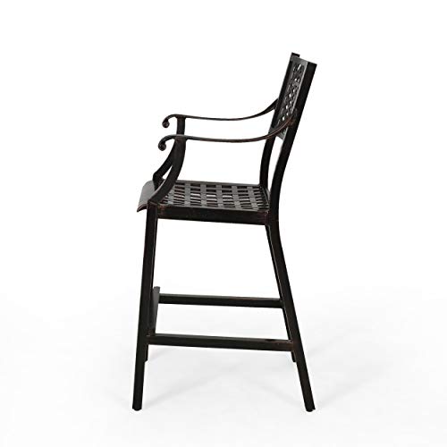 Christopher Knight Home Athena Outdoor 29" Aluminum Barstool (Set of 2), Copper Finish