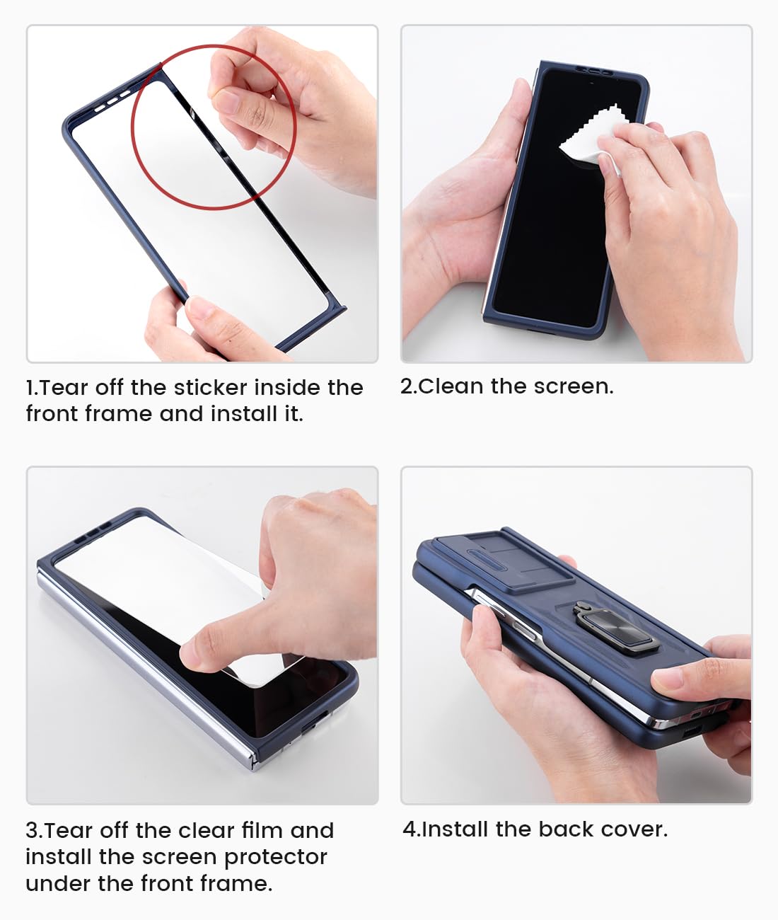 Upgraded for Galaxy Z Fold 5 Case, Samsung Fold 5 Case with Screen Protector, Kickstand Ring Holder, Slide Camera Cover and Hinge Protection - Shockproof for Z Fold 5 5G Phone - Black