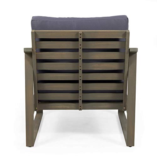 Christopher Knight Home Adrian Outdoor Acacia Wood Club Chairs with Water Resistant Cushions, Gray and Dark Gray