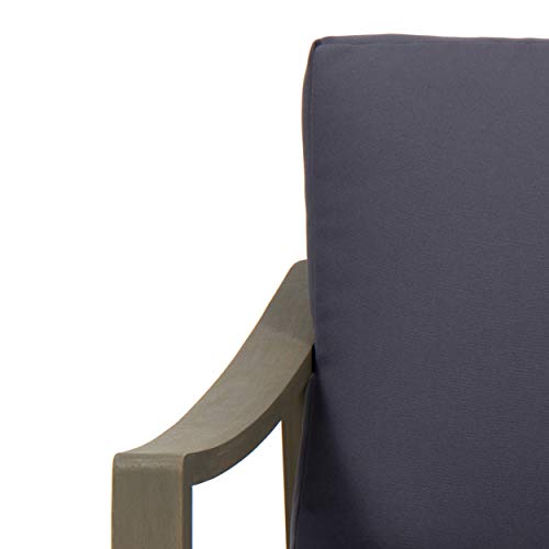 Christopher Knight Home Adrian Outdoor Acacia Wood Club Chairs with Water Resistant Cushions, Gray and Dark Gray