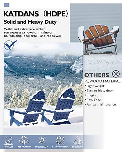 KATDANS Adirondack Chair Weather Resistant-Outdoor Fire Pit Chairs - Adirondack Chair with Retractable Ottoman - Patio Chair for Outside, Garden, Backyard, Campfire - Navy Blue - OD211212BL