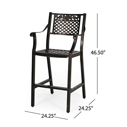 Christopher Knight Home Athena Outdoor 29" Aluminum Barstool (Set of 2), Copper Finish