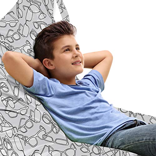 Lunarable Glasses Lounger Chair Bag, Sunglass Frames in Various Models Eye Hippie Style Optic Wears Illustration, High Capacity Storage with Handle Container, Lounger Size, Pale Grey White