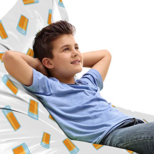 Lunarable Drinks Lounger Chair Bag, Pattern of Fresh Orange Fruit Juice Scattered on a Plain Background, High Capacity Storage with Handle Container, Lounger Size, Orange Pale Blue