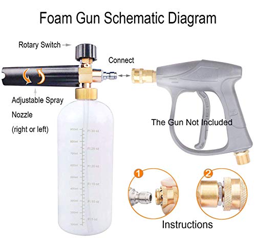 DUSICHIN SFL-001 Foam Cannon Snow Foam Lance Pressure Washer Jet Wash Quick Release Adjustable Nozzle 1/4 Inch Male Fitting Foam Dispenser