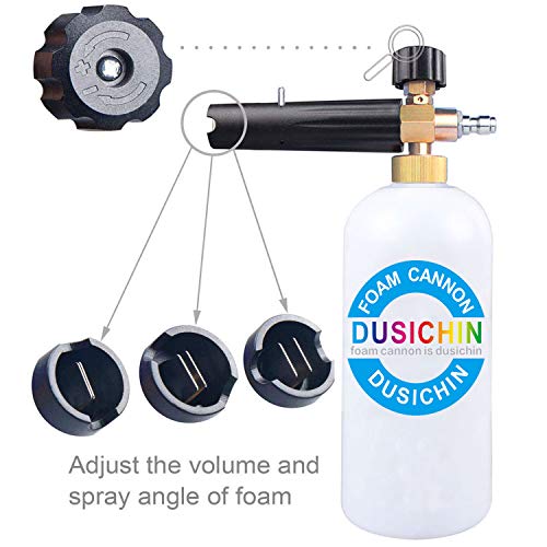 DUSICHIN SFL-001 Foam Cannon Snow Foam Lance Pressure Washer Jet Wash Quick Release Adjustable Nozzle 1/4 Inch Male Fitting Foam Dispenser