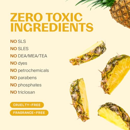 Fuwa3e Pineapple Enzyme Natural Dish Soap Tropical Pineapple Scent - 16.9oz 1 Pack - 99% Plant Based Dish Soap Liquid - Hypoallergenic Dish Soap from Discarded Pineapple Peels