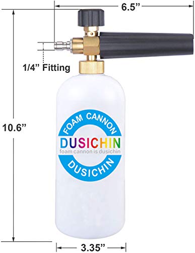 DUSICHIN SFL-001 Foam Cannon Snow Foam Lance Pressure Washer Jet Wash Quick Release Adjustable Nozzle 1/4 Inch Male Fitting Foam Dispenser