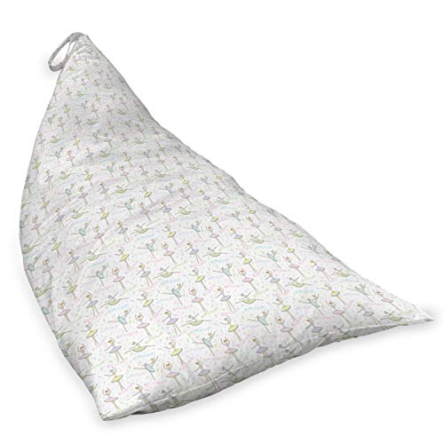 Lunarable Ballerina Lounger Chair Bag, Cartoon Pattern with Dancing Girls and Musical Notes Themed Design, High Capacity Storage with Handle Container, Lounger Size, Multicolor