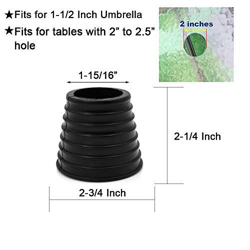 DGQ Patio Umbrella Cone Umbrella Wedge Plug for Patio Table Hole Opening 2-2.5 Inch (Black,2Packs)