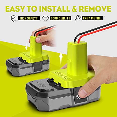 Ecarke for Power Wheels Adaptor for Ryobi 18V One+ P108 P107 P102 Battery Dock Power Connector RC Toy & Car,e-Bike 12 Gauge Robotics (with Wire Terminals)