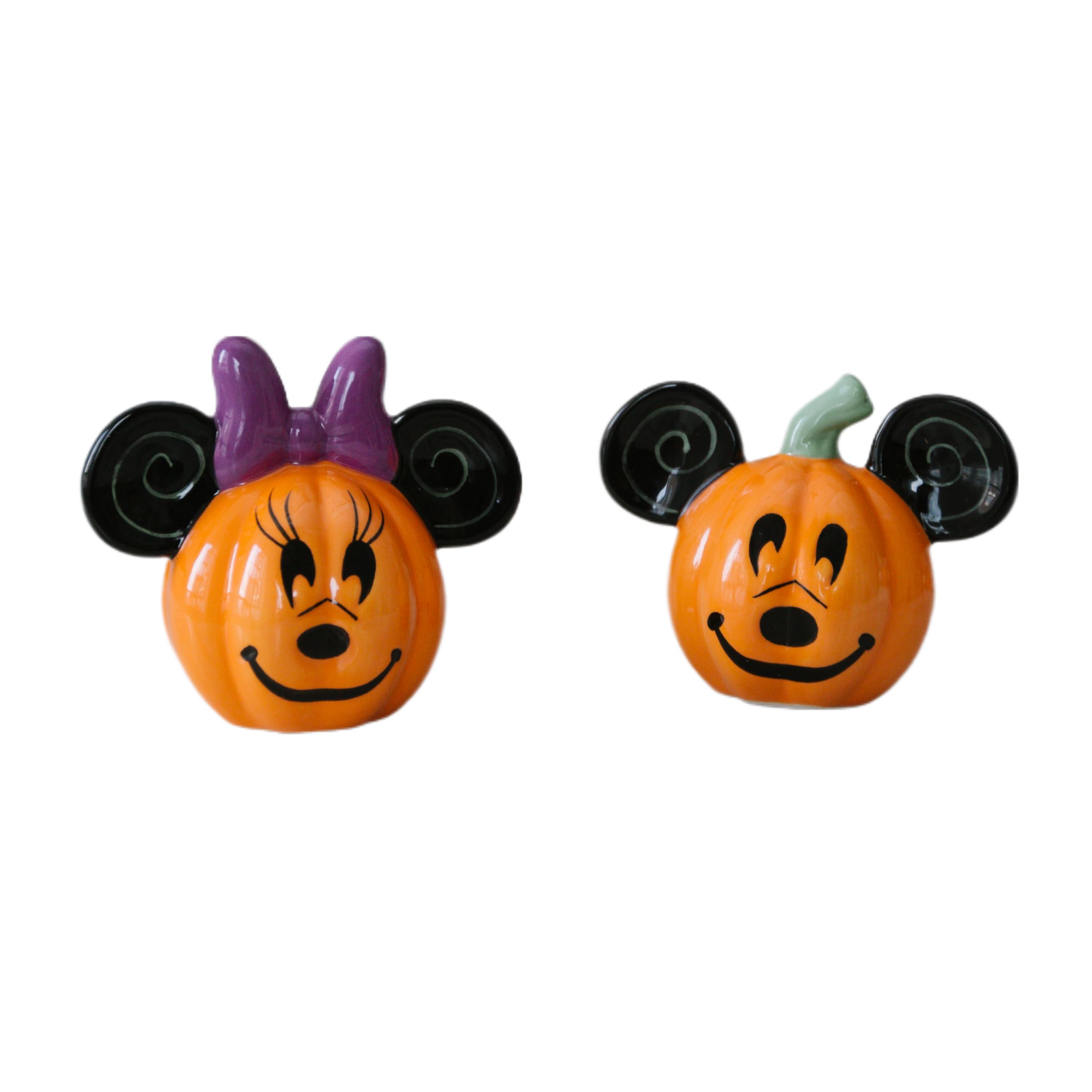 Disney Mickey Mouse and Mickey Mouse Jack O'lantern Salt and Pepper Shakers | Cute Ceramic Housewarming Gifts For Men and Women And Kids | Official Disney Licensee | 1 Set