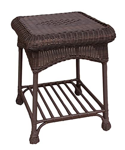 Jeco Wicker Chair with Green Cushion, Set of 2, Espresso