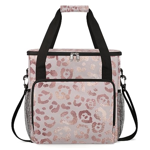 cfpolar Coffee Maker Carrying Bag Pink Leopard Travel Coffee Machine Bag Carrying Organizer Case Portable Single Serve Coffee Brewer Tote Bag Storage Bag for Camping Picnic