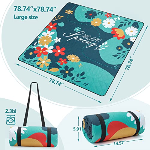 Homde Picnic Blanket 79"x79" Beach Blanket Waterproof Sandproof for Outdoor Beach Camping Hiking Travel Machine Washable Colorful Garden