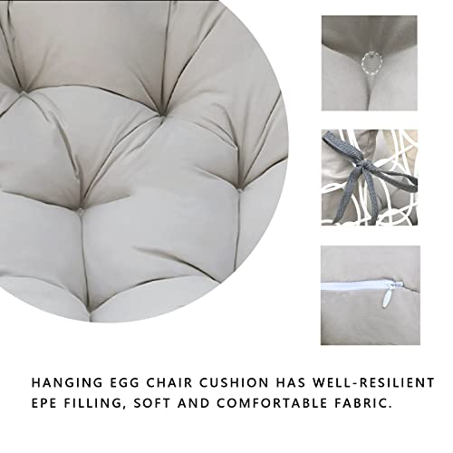 Hanging Basket Seat Cushion, Thicken Hanging Egg Chair Cushion, Washable Hanging Basket Chair Cushion, Basket Egg Chair Cushion with Headrest (Grey)