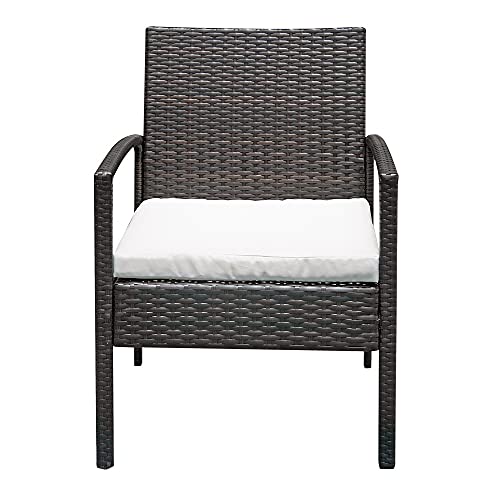 SAWQF in Stock 2pcs Arm Chairs 1pc Love Seat & Tempered Glass Coffee Table Rattan Sofa Set Brown Gradient Patio Outdoor Furniture Set