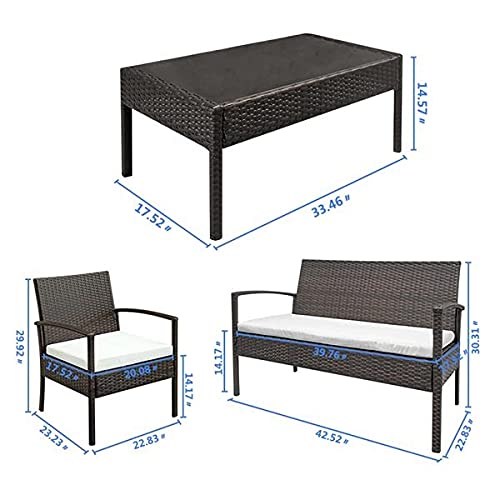 SAWQF in Stock 2pcs Arm Chairs 1pc Love Seat & Tempered Glass Coffee Table Rattan Sofa Set Brown Gradient Patio Outdoor Furniture Set