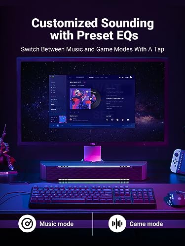 Fosi Audio C4 Computer Speakers, PC RGB Gaming Sound Bar Bluetooth Speaker for Desktop Monitor, Laptop, Console, Portable Wireless Soundbar with Rhythmic Lighting and Bass