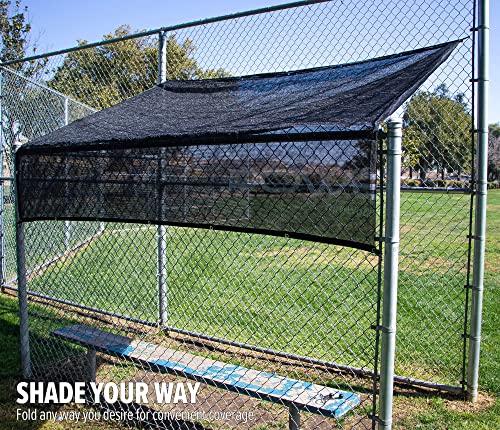 PowerNet Fence Shade Net Cover | Portable Baseball Softball Dugout Sun Screen | 18.75 FT x 7 FT | Blocks Sun to Keep Players Cool | Easily Attach to Any Chain Link Fence with Included Bungee Ball Ties