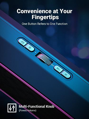 Fosi Audio C4 Computer Speakers, PC RGB Gaming Sound Bar Bluetooth Speaker for Desktop Monitor, Laptop, Console, Portable Wireless Soundbar with Rhythmic Lighting and Bass