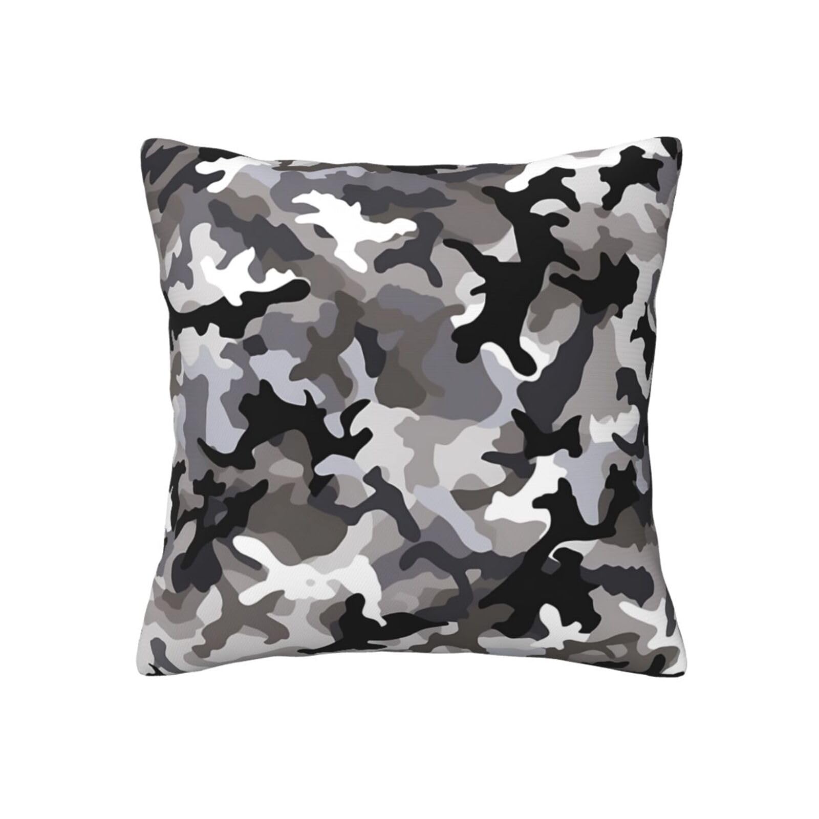 AdaNti Black Grey White Camo Print Throw Pillow Cover Square Soft Cushion Cover Throw Pillow Case for Home Decor Living Room Bed Couch Car 12"x12"