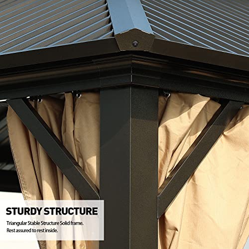 BPS Hardtop Gazebo Outdoor Tent Shelter Canopy 10' X 12' with Netting for Patio, Garden, Yard and Party