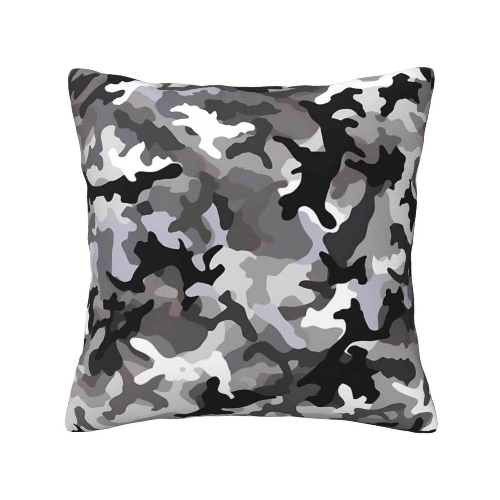 AdaNti Black Grey White Camo Print Throw Pillow Cover Square Soft Cushion Cover Throw Pillow Case for Home Decor Living Room Bed Couch Car 12"x12"