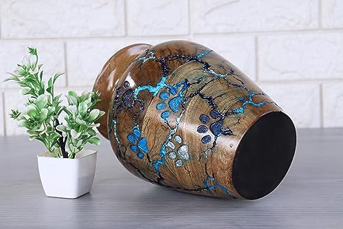 Medium Size Lightning Strike Wooden Pet Urns for Dogs Ashes, Turn Wood pet Cremation urns with Threaded Lid | Carved Paw Cat/Dog Urn for Pet Ashes Dog (Lightening Work, Medium 65 cu inches)