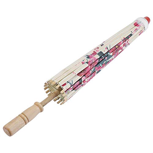Aufee Oiled Paper Umbrella, 23.6 Inch Handmade Oiled Paper Umbrella Plum Pattern Chinese Art Classical Dance Umbrella for Performance Prop
