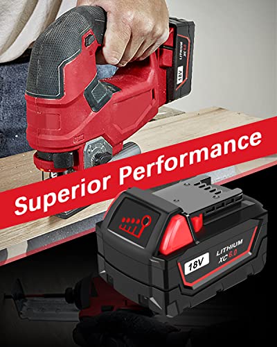 COOMYXIN 4Pack 6000mAh Replacement for Milwaukee M-18 Battery with 6 Protection Function,Compatible with Milwaukee M-18 Battery Charger and Tools
