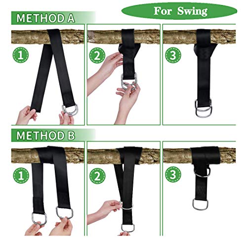 Tree Swing Hanging Straps Kit 10ft, MTZRFLL Heavy Duty Hammock Straps with Carabiner and Spinner, Holds 2200 lbs, Perfect for Hammocks and Any Swings, Easy to Carry and Install