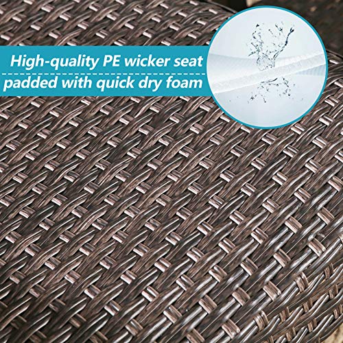 Patio Tree 2 Pieces Outdoor Indoor Club Chair, Wicker Rocking Motion Conversation Chair with Padded Quick Dry Foam for Yard, Garden, Bistro