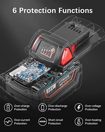 COOMYXIN 4Pack 6000mAh Replacement for Milwaukee M-18 Battery with 6 Protection Function,Compatible with Milwaukee M-18 Battery Charger and Tools