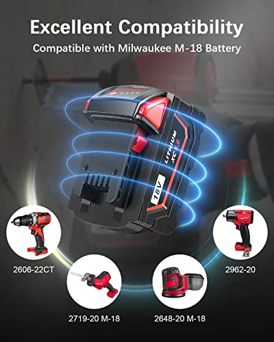 COOMYXIN 4Pack 6000mAh Replacement for Milwaukee M-18 Battery with 6 Protection Function,Compatible with Milwaukee M-18 Battery Charger and Tools