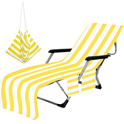 Pool Chair Cover with Pockets, Portable Sun Lounger Beach Chair Towel Cover